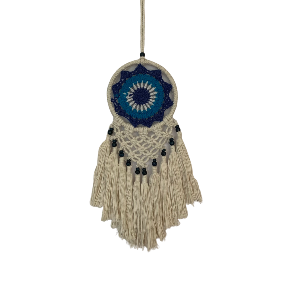 Macrame Blue Eye Dreamcatcher 12cm - ILLUMINATION MANDALAS